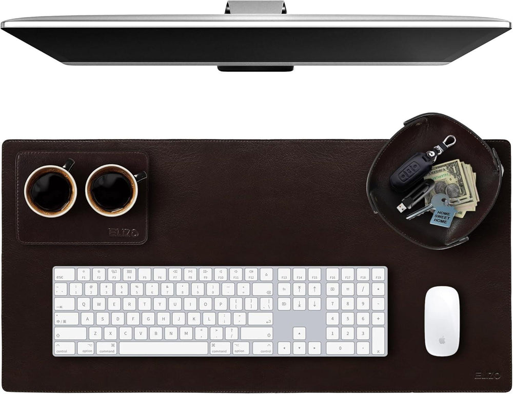 Elizo Full-Grain Leather Desk Mat – Java | Premium Desk Pad & Blotter