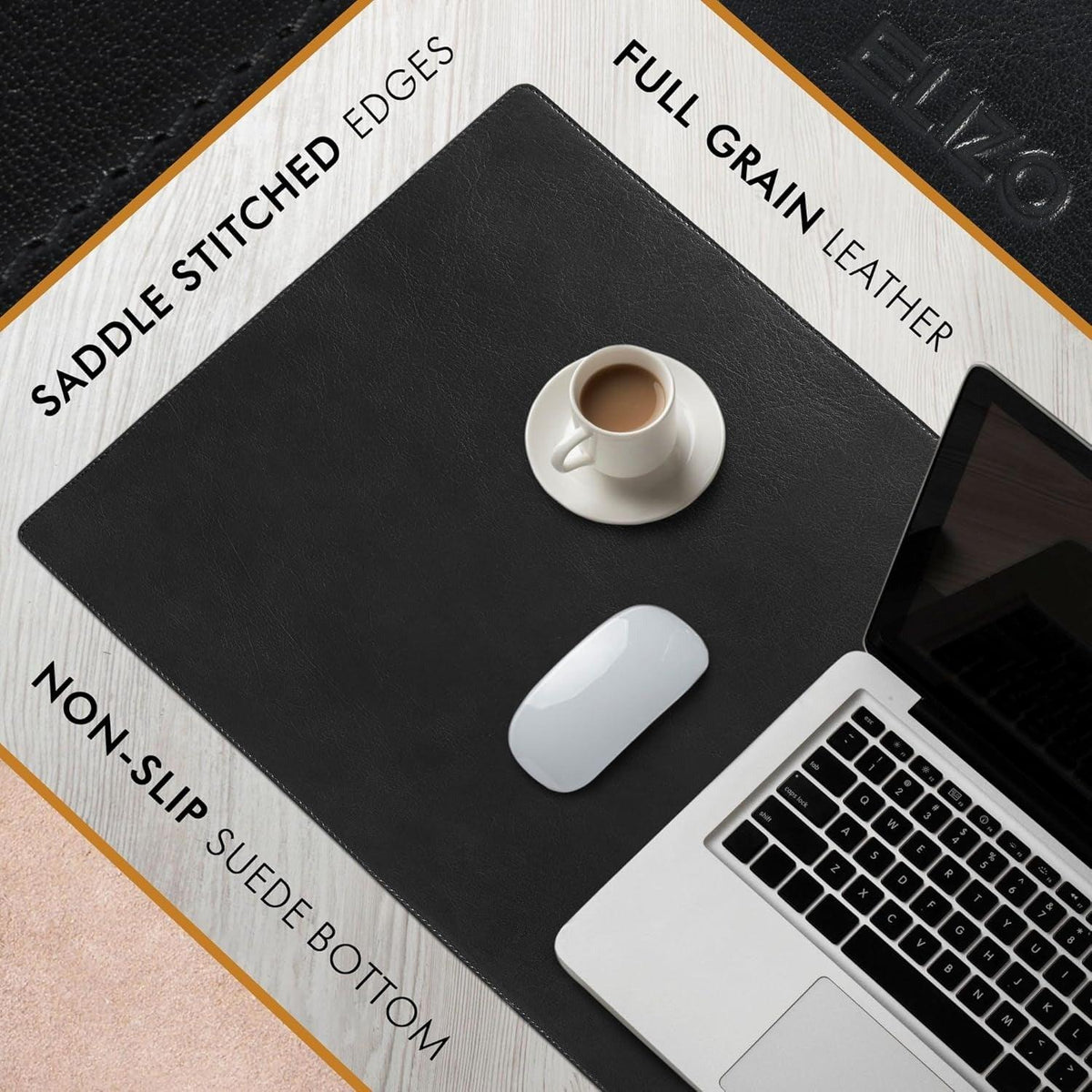 Leather Desk Mat Set (3mm) Double layer (Carbon)